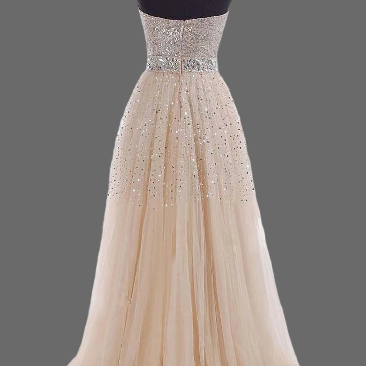Champagne Sequin Wedding Dress-Strapless Sweetheart A-Line Bridal Gown ...