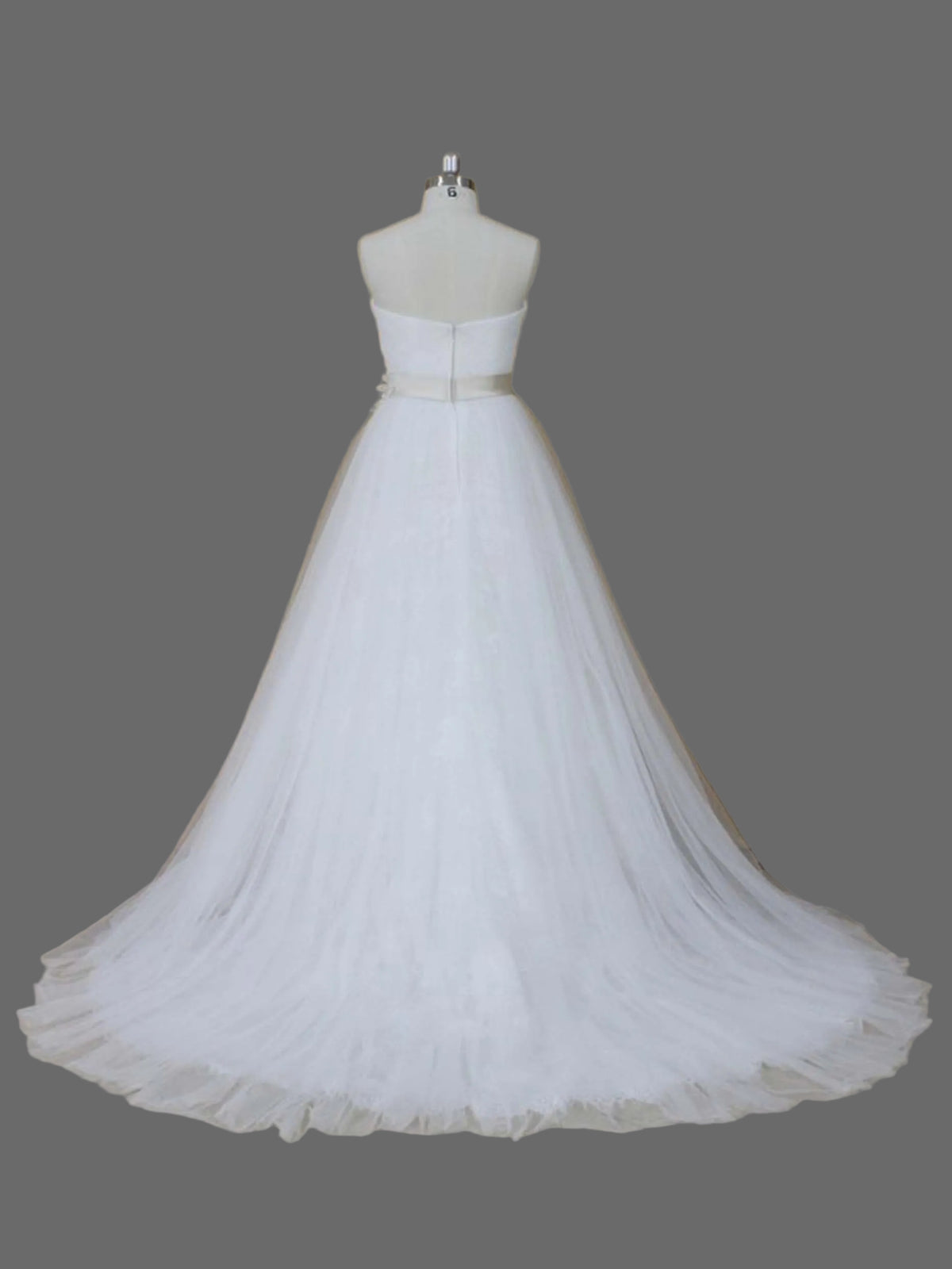Strapless A-Line Wedding Dress with 3D Floral Sash & Tulle Skirt - Sim ...