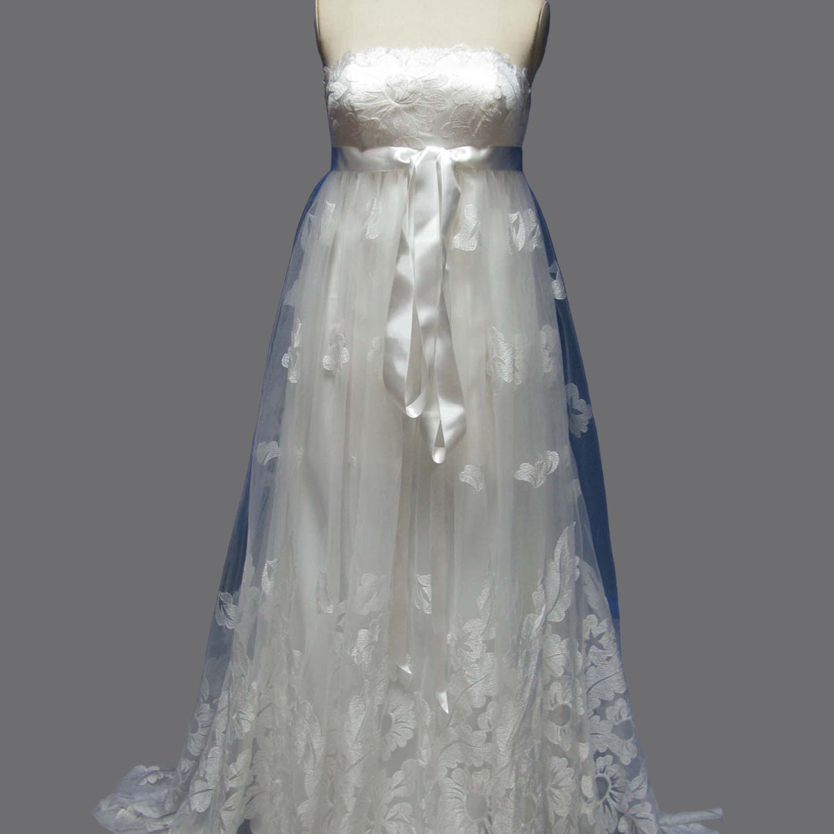 Strapless Boat Neckline Lace Overlay Maternity Wedding Dresses ...