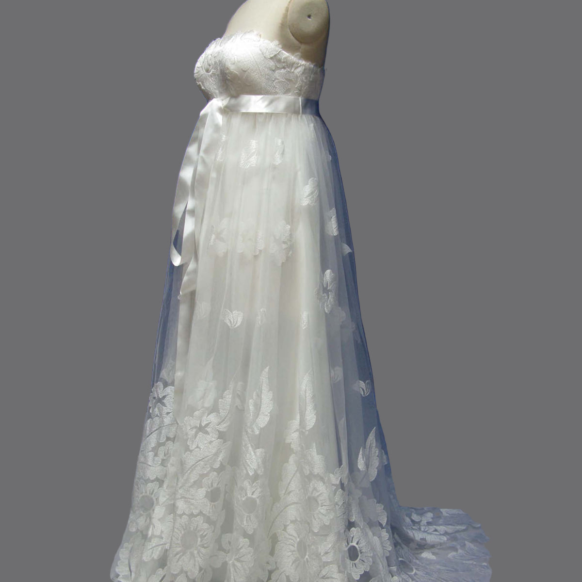 Strapless Boat Neckline Lace Overlay Maternity Wedding Dresses ...
